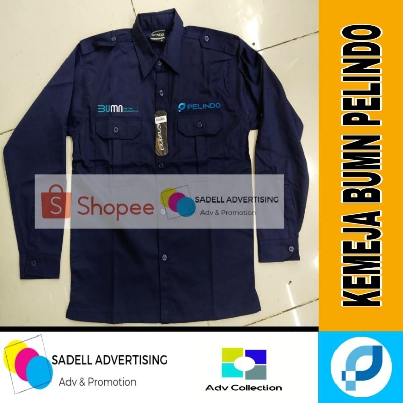 Jual Kemeja Pelindo Seragam Pelindo BUMN Navy PDH Lengan Panjang Pria Bordir | Shopee Indonesia