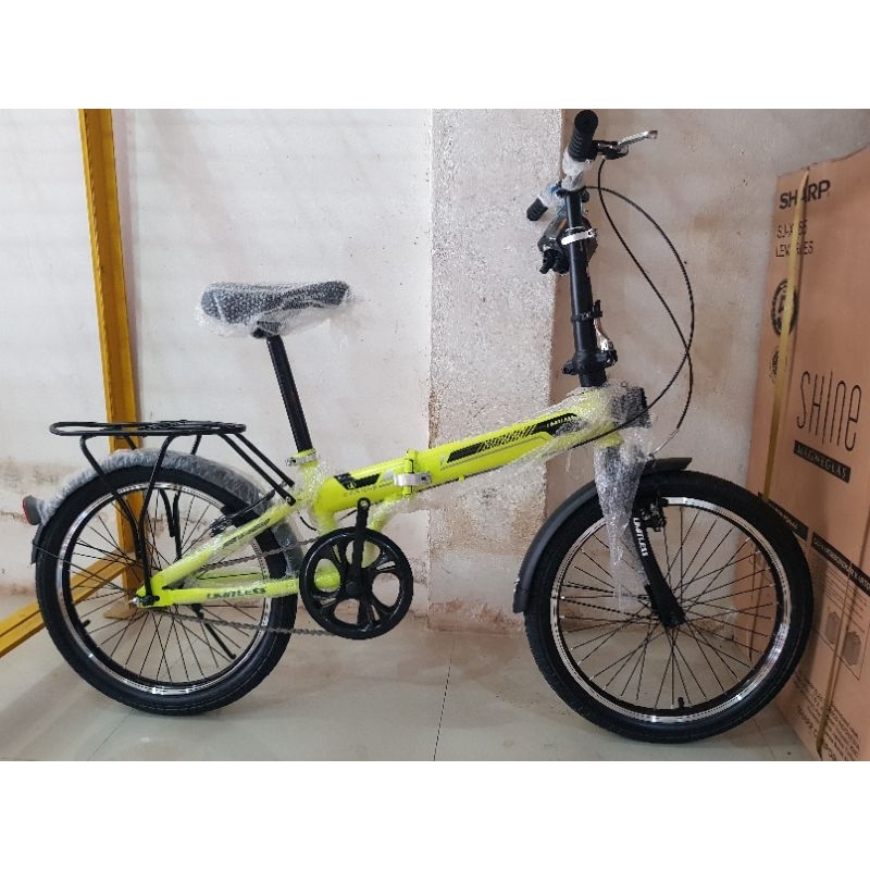 Jual Sepeda Lipat 20 inch LIMITLESS ( HIJAU STABILO ) | Shopee Indonesia