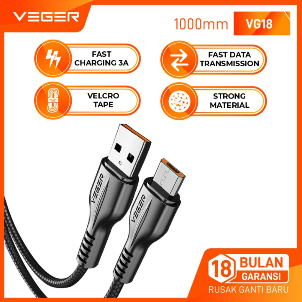 Jual Kabel Data Veger Charge Cable VG-18 MICRO USB 3.0 Fast charging ...