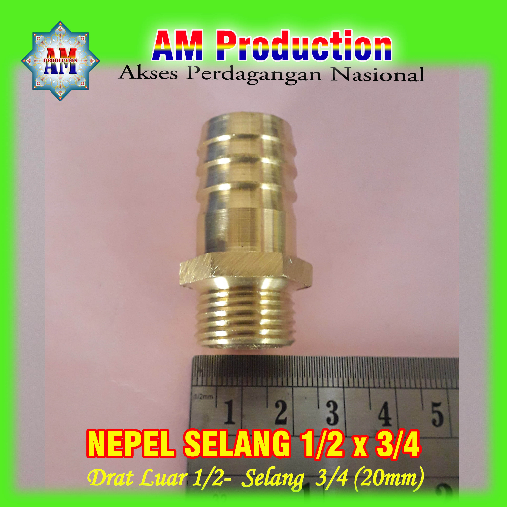 Jual Nepel Selang 1/2x3/4, Hose Neaple, Drat Luar, Selang, Logam ...