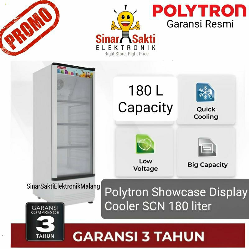 Jual Polytron Showcase Rak Display Cooler 180 Liter 180L SCN 180 Low ...