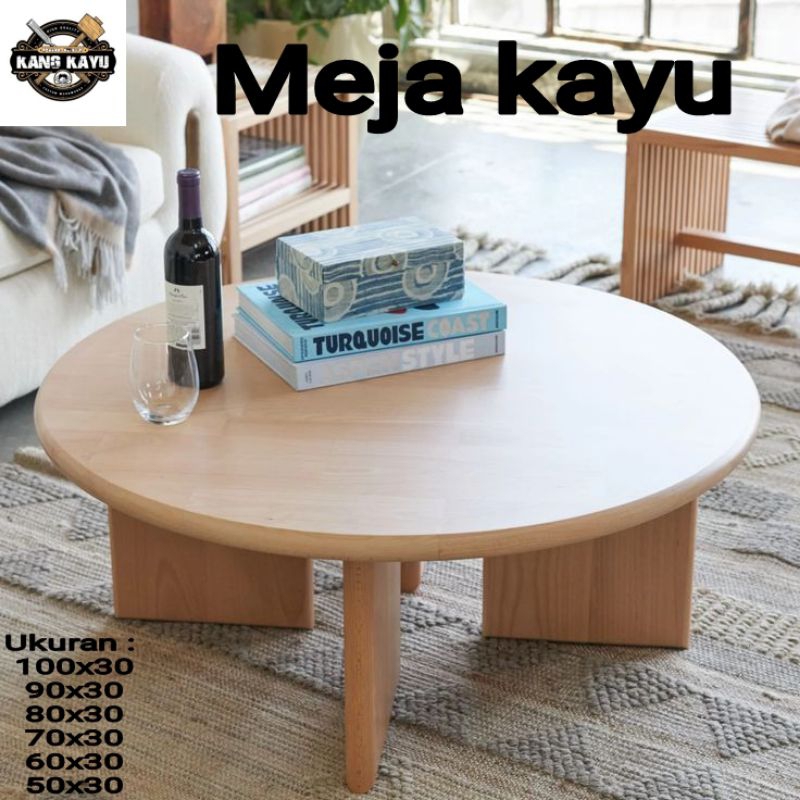 Jual Meja bulat minimalis top table meja kayu lesehan meja makan meja ...