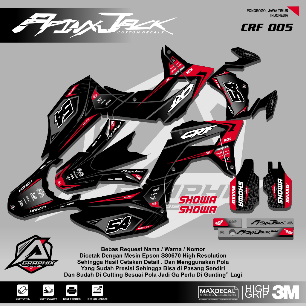 Jual DECAL CRF150 VARIASI/STICKER HONDA CRF 150 FULL BODY /CUSTOM CRF ...