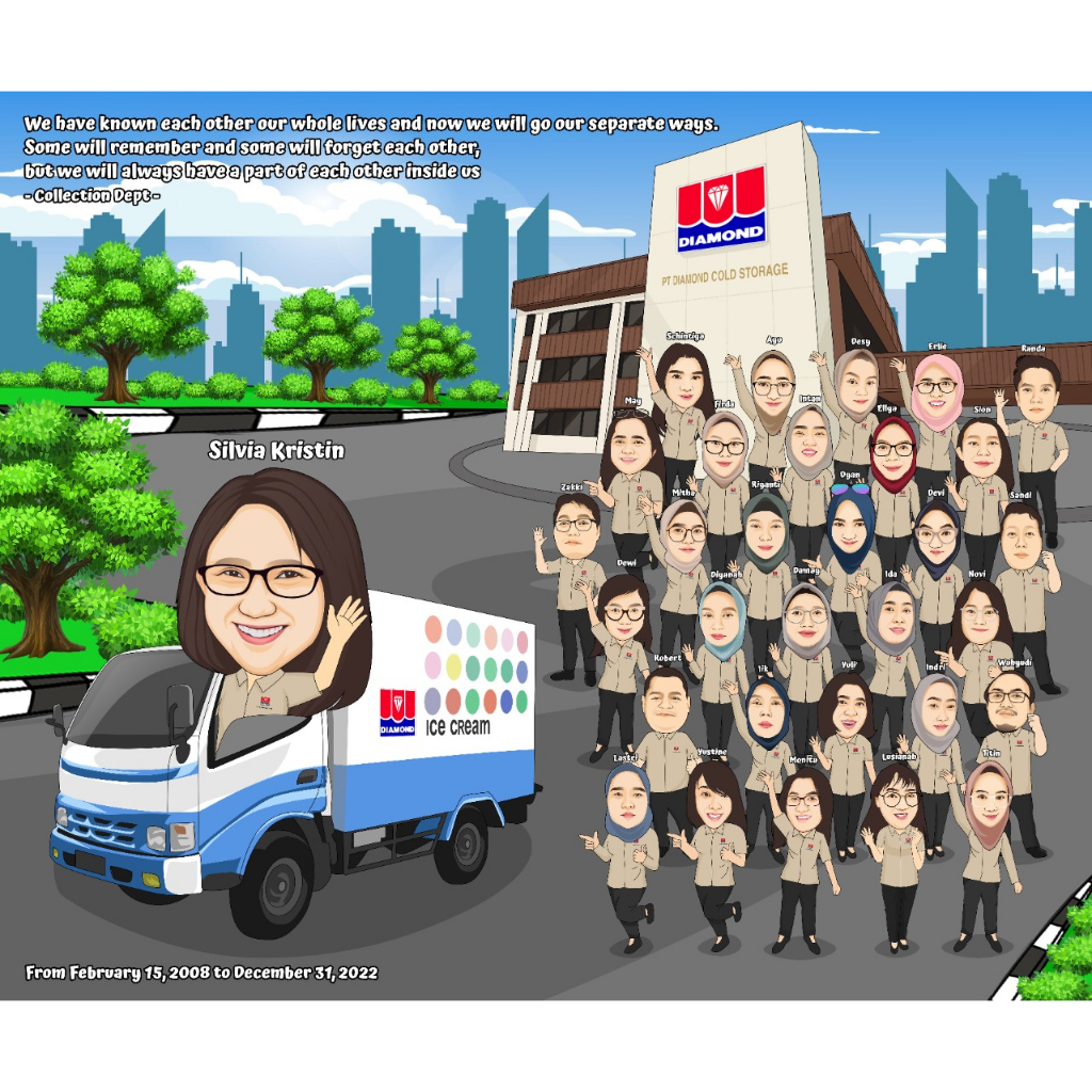 Jual Karikatur Wajah Digital Kado Hadiah Perpisahan Farewell Lucu Murah ...