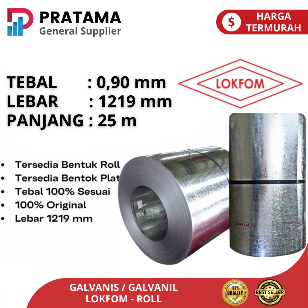 Jual PLAT GALVANIS BJLS LOKFOM 0,90 MM X 1,2 X 25 M PLAT LOKFOM ROLL ...