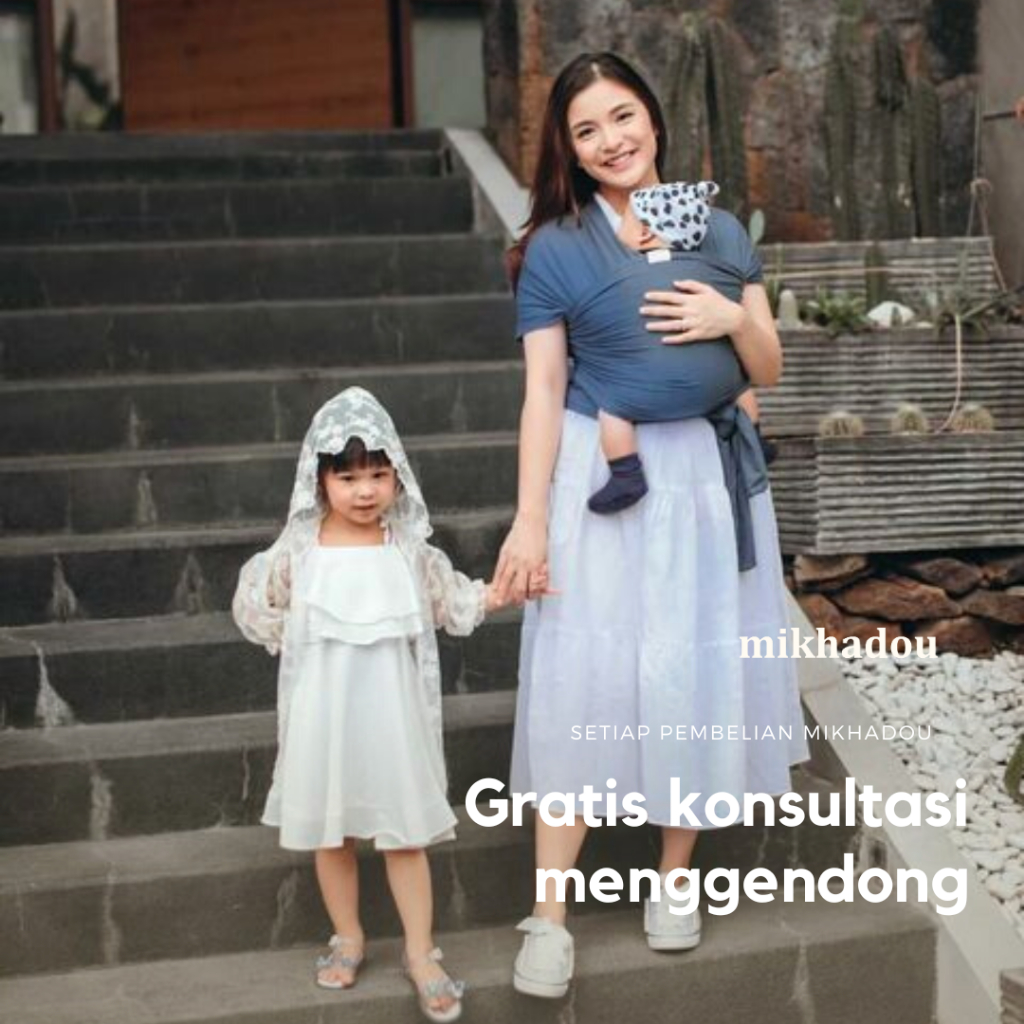 Jual Mikhadou Stretchy Wrap - Gendongan Bayi M Shape Serene blue - Baby ...