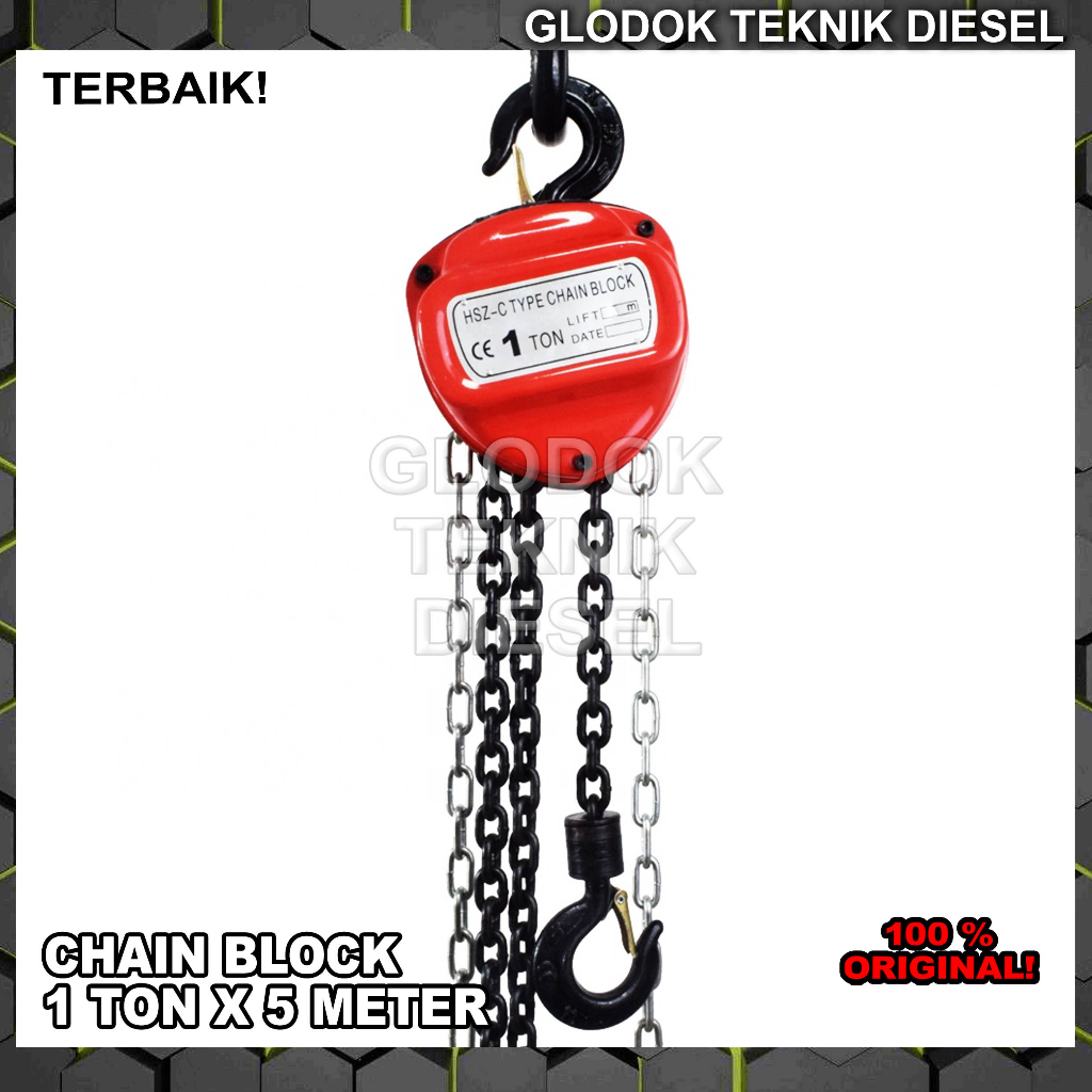 Jual Chain Block Takel Katrol Lifting Barang 1 Ton x 6 | 5 | 3 Meter Chainblock Hoist Rantai ...