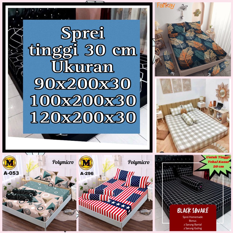 Jual SPREI UKURAN 120/100/90x200xtinggi30 SPREI CANTIK murah halus ...