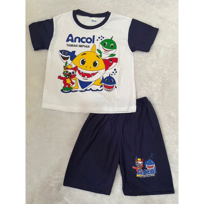 Jual Stelan kaos anak kombinasi ancoll duffan babysharks pinkfongg ...