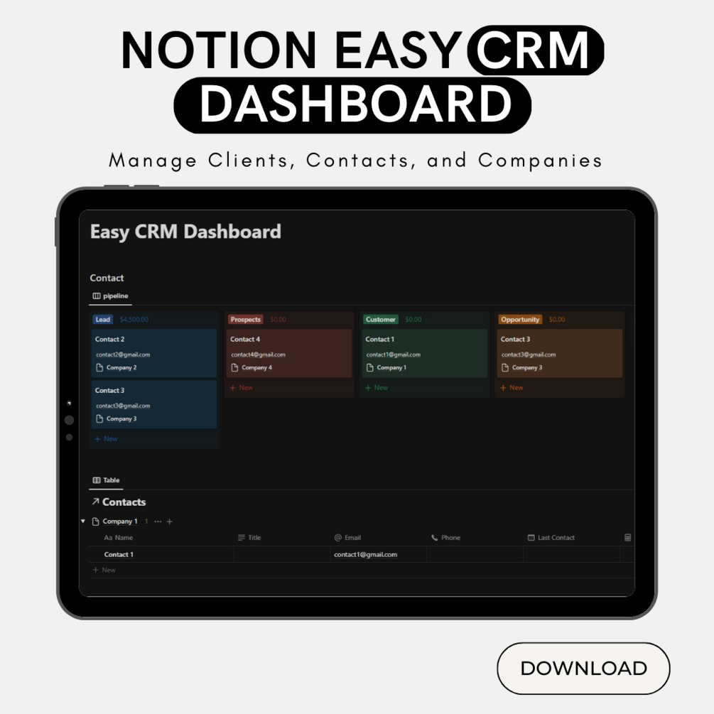 Jual [Notion] Easy CRM Dashboard! | Dashboard CRM Simpel: Kelola ...