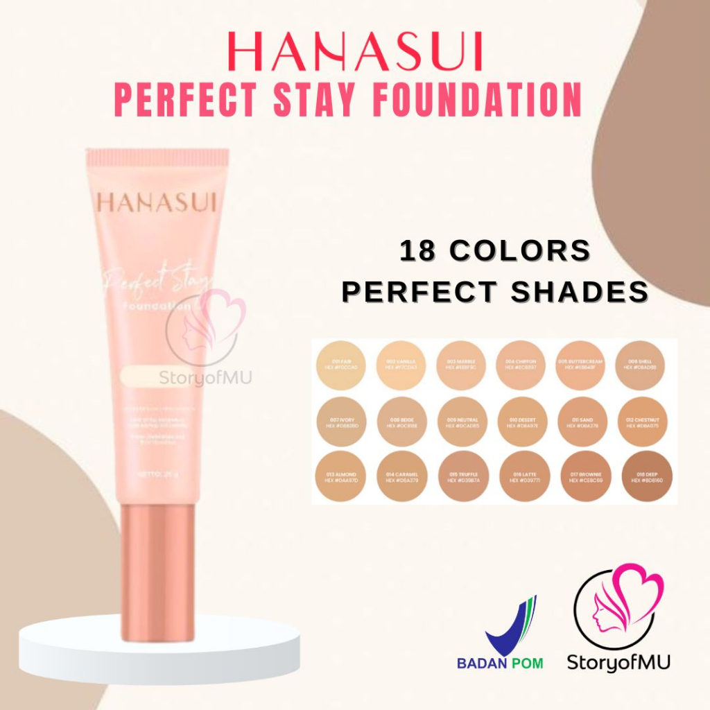 Jual HANASUI Perfect Stay Foundation 25gr - Hybrid Skincare Liquid ...