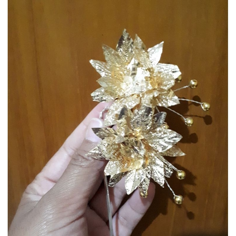 Jual Semanggi Bunga Emas Bali / Bunga Sanggul Emas | Shopee Indonesia