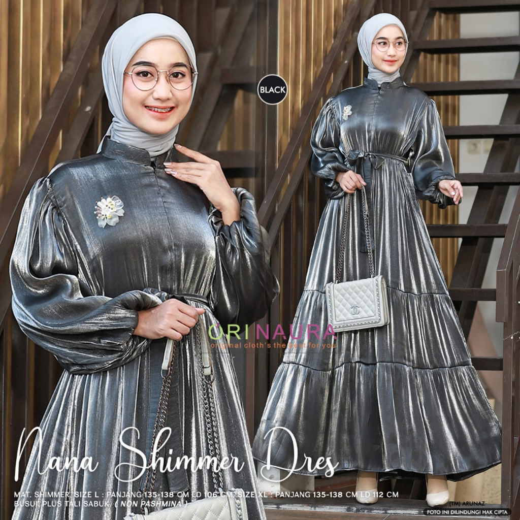 Jual Shimmer Dress Shimmer Dres Silk Premium Gamis Muslim Wanita
