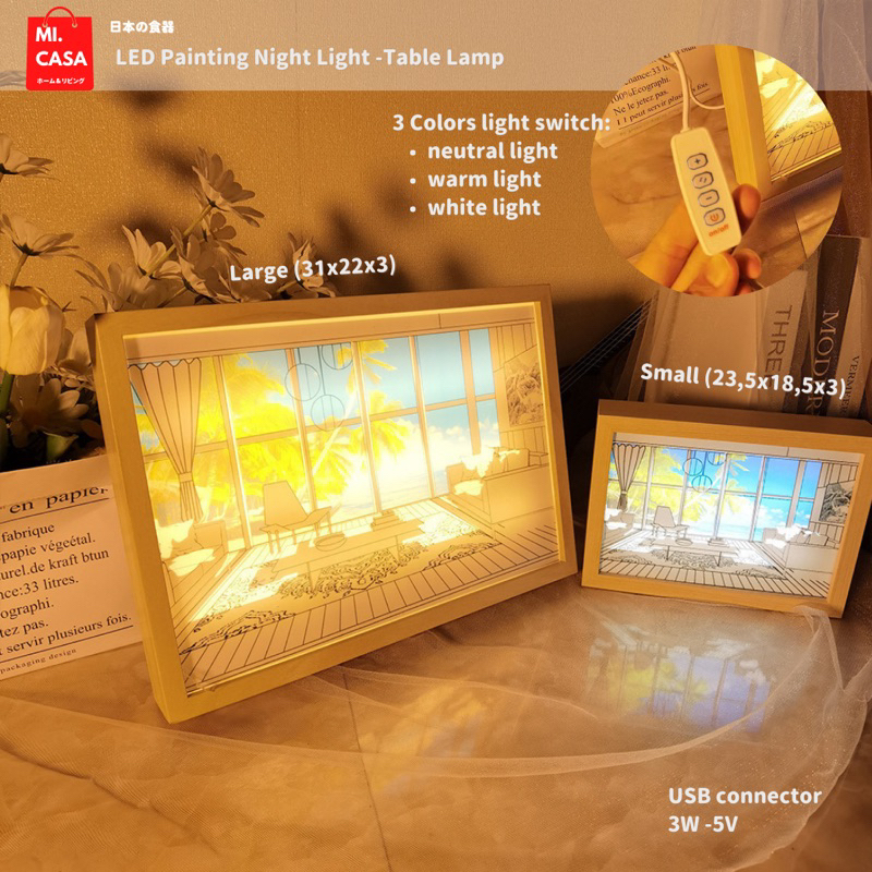 Jual Mi.casa- LED Painting Night Light /Lampu Meja/ Lampu Malam/ Gift ...