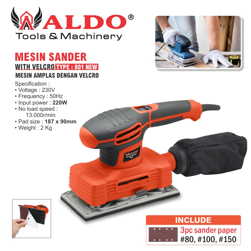 Jual MESIN AMPLAS / MESIN SANDER WITH VELCRO TYPE : 801 NEW MERK ALDO ...
