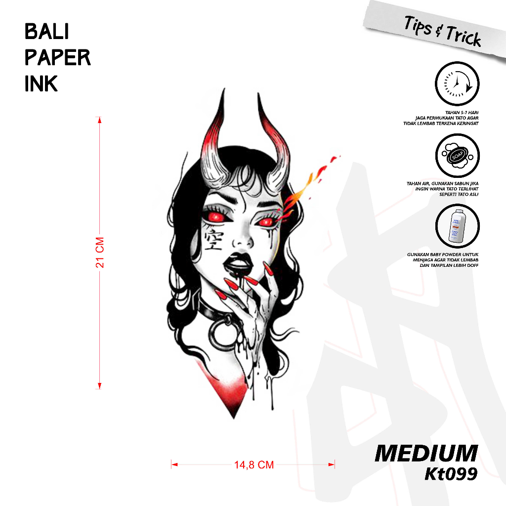 Jual Bali Paper Ink KT099 Geisha Evil Tatto Temporary Basic Tato ...
