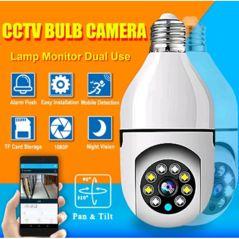 Jual IP CAMERA CCTV BENTUK LAMPU CCTV WIFI 360° PTZ PAN TILT 8MP 1080P ...