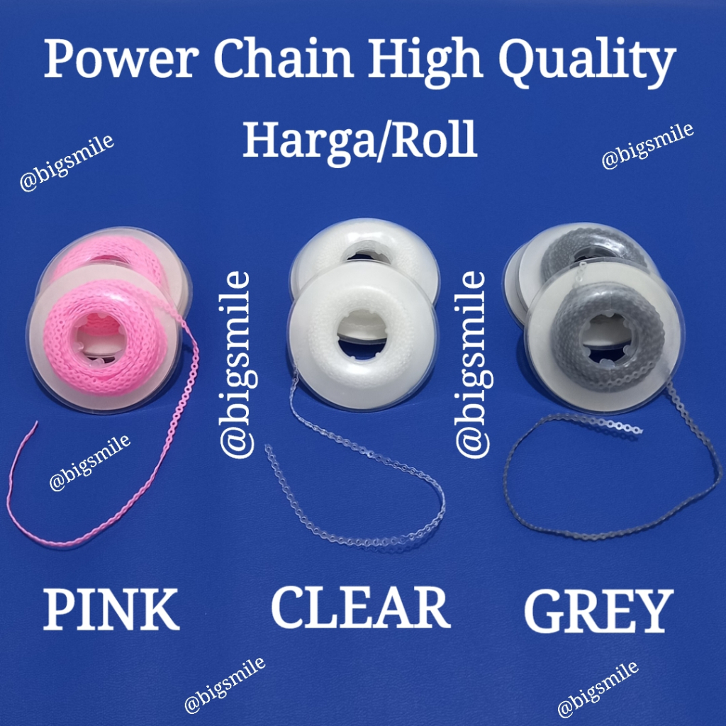 Jual Power Chain CLEAR HITAM BIRU UNGU MERAH High Quality 1 Roll = 4.5 ...