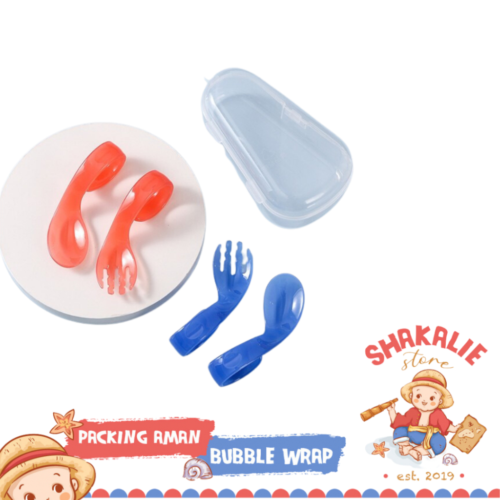 Jual Sendok Garpu Set Makan Bayi Bengkok Sensor Suhu Panas | Shopee ...