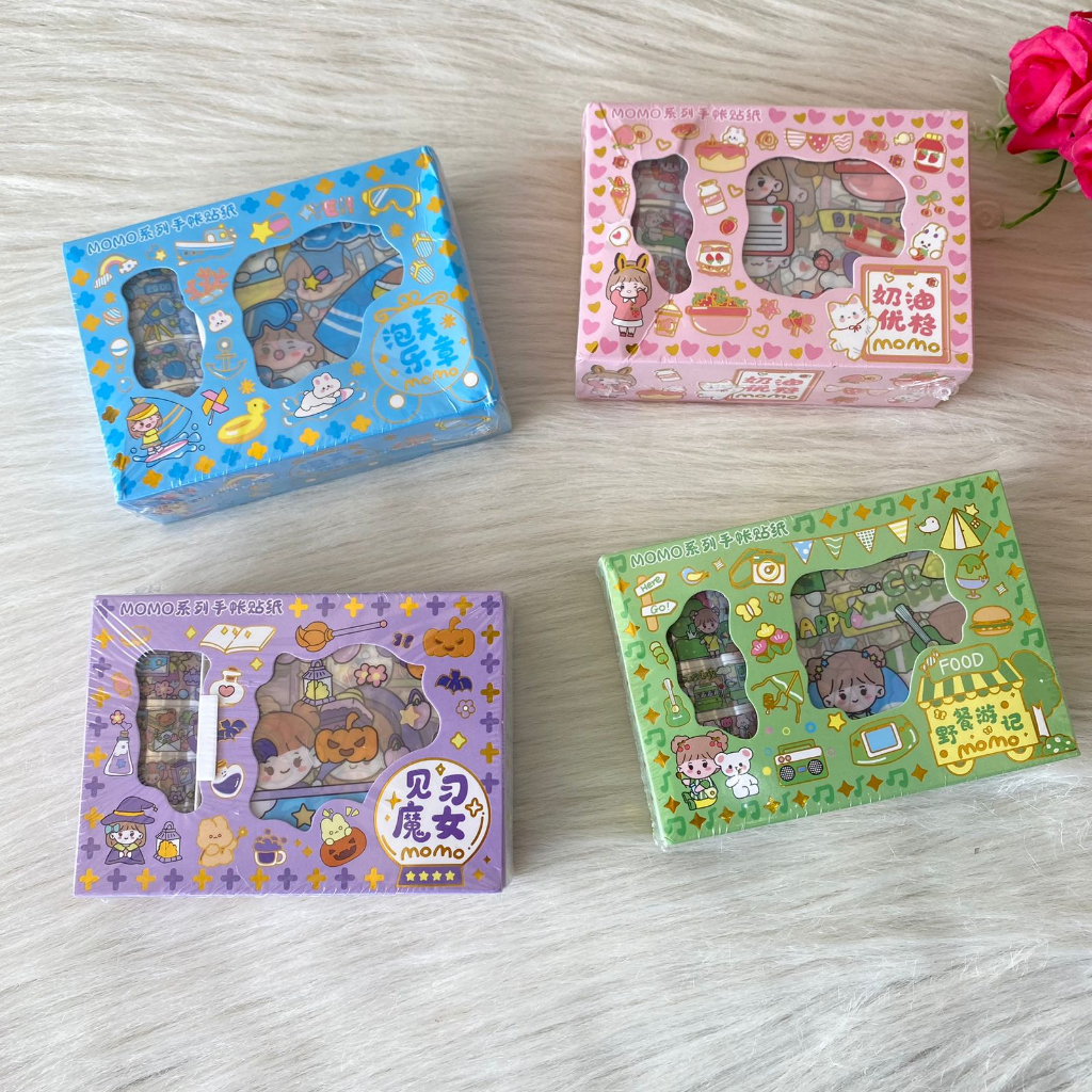 Jual Stiker Roll Box Kecil Momo Sticker Set korea 1 Pack | Shopee Indonesia