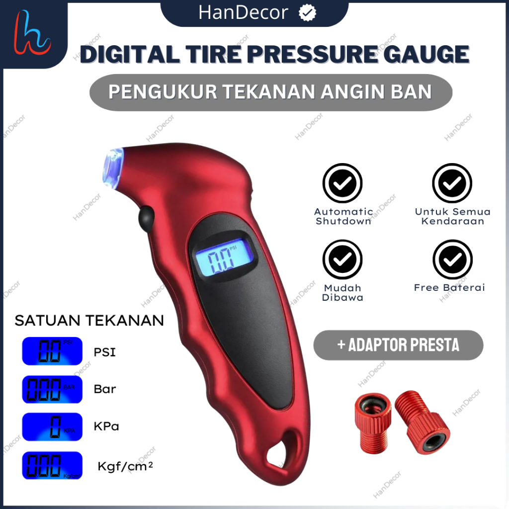 Jual Alat Ukur Ban Tekanan Ban Digital / Gauge Mobil / Gauge Sepeda ...