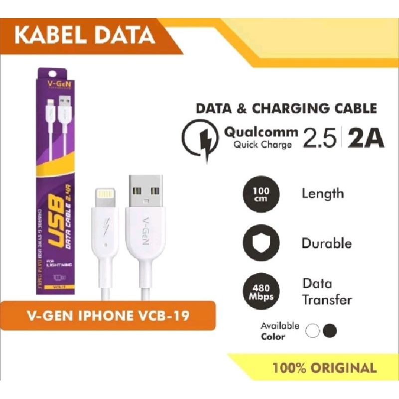 Jual V-GeN VCB-15/17/19 Kabel Data VGEN Micro/Type C/Iphone USB Fast ...