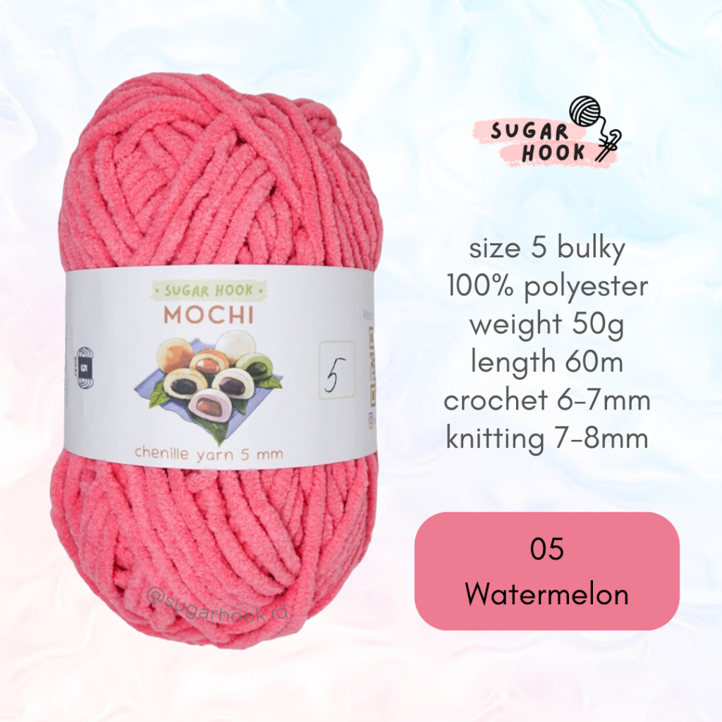 Jual Mochi Chenille Yarn 5 mm | Benang Rajut Handuk | Sugar Hook ...