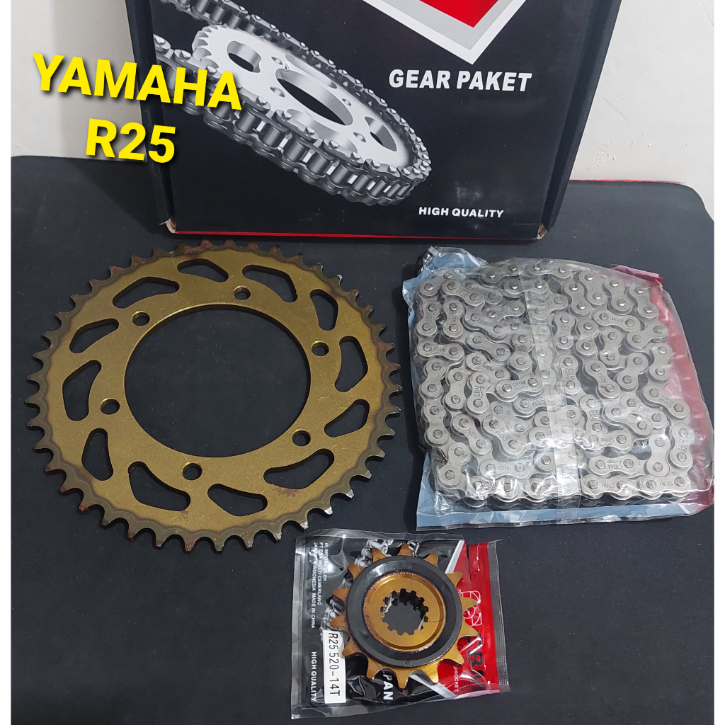 Jual Ger gear gir set paket Yamaha R25 R 25 MT 25 MT25 14T-43T/520H_112L baja sepuhan | Shopee ...