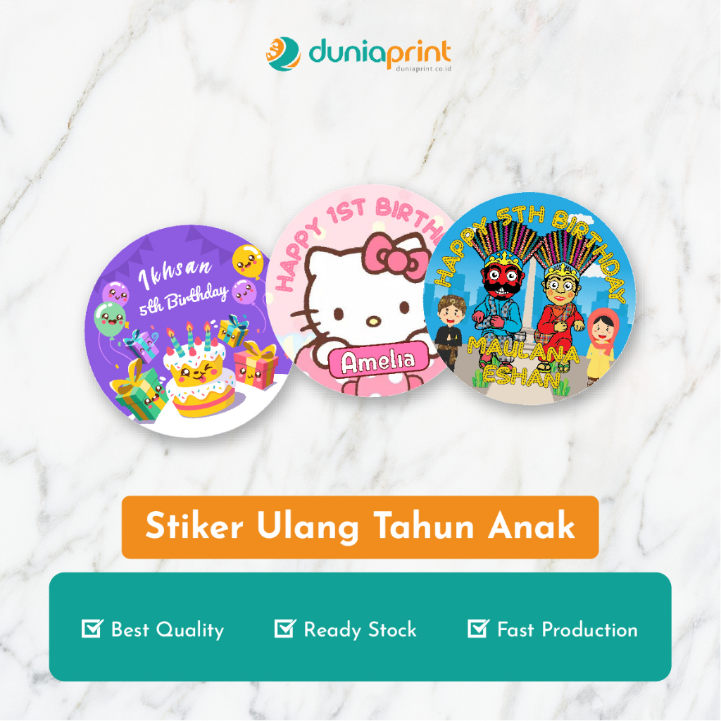 Jual Sticker Bulat Ulang Tahun Anak | Stiker Ultah | Free Design ...