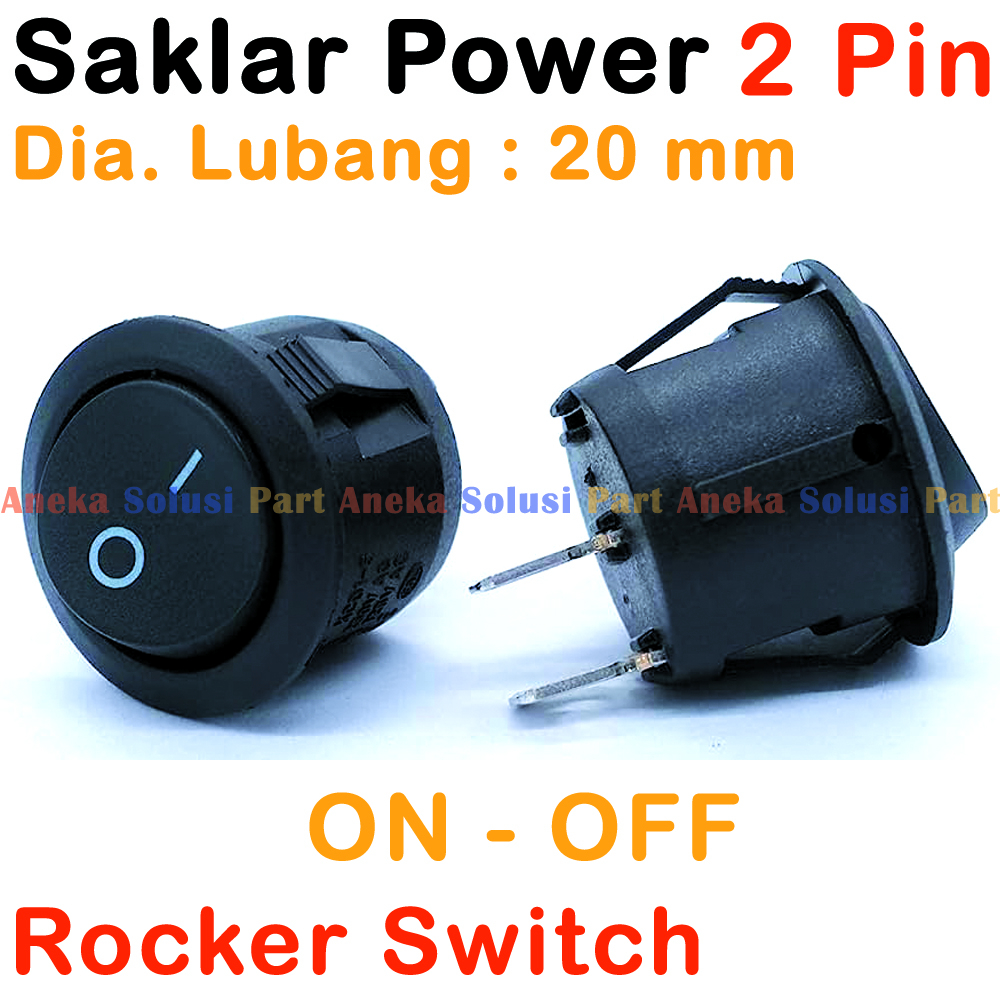 Jual Saklar Power Round Bulat Rocker Switch ON OFF Dia.20mm 2 PIN Kaki ...