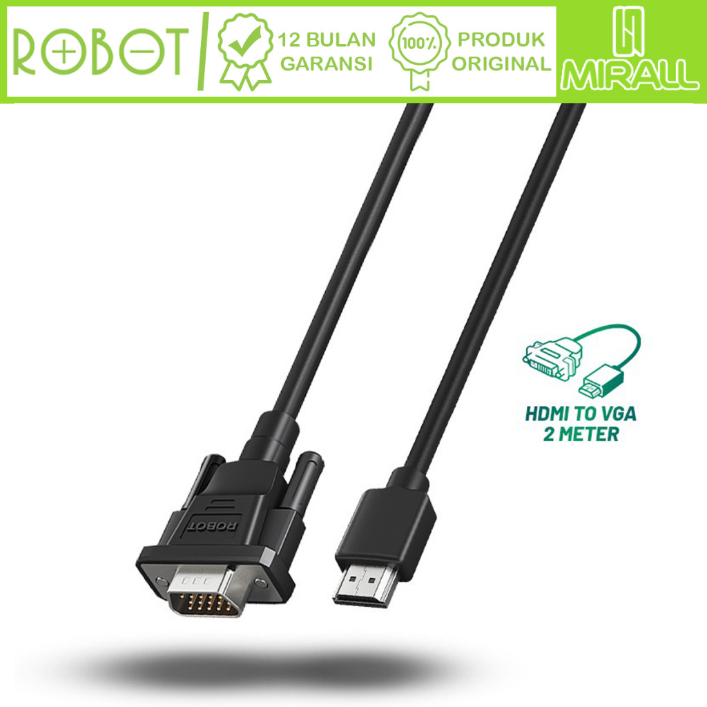 Jual Robot RHVC02 Kkabel HDMI to VGA Male To Male 1080P Full HD 2 Meter ...