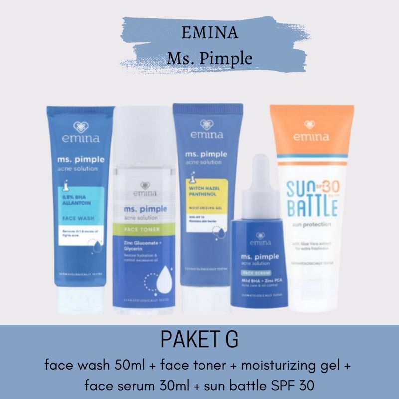 Jual Emina Ms Pimple Paket Lengkap Komplit | Skincare Emina 1 Paket ...
