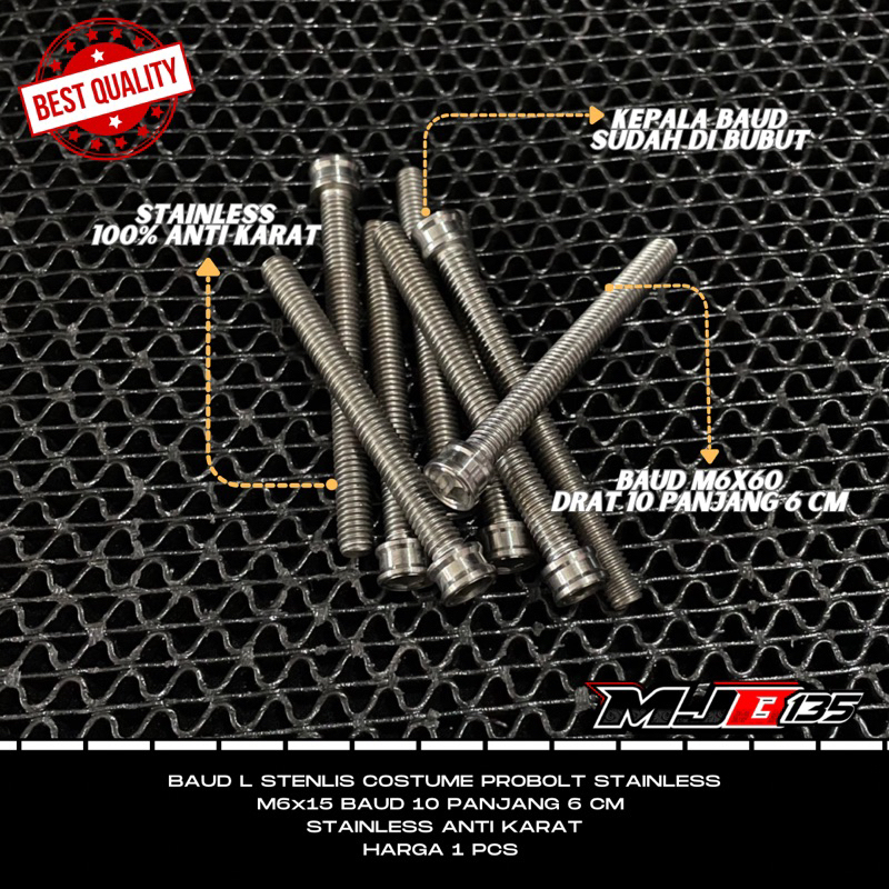 Jual BAUT BAUD L STAINLESS M6X60 DRAT 10 PANJANG 6 CM STAINLESS ANTI ...