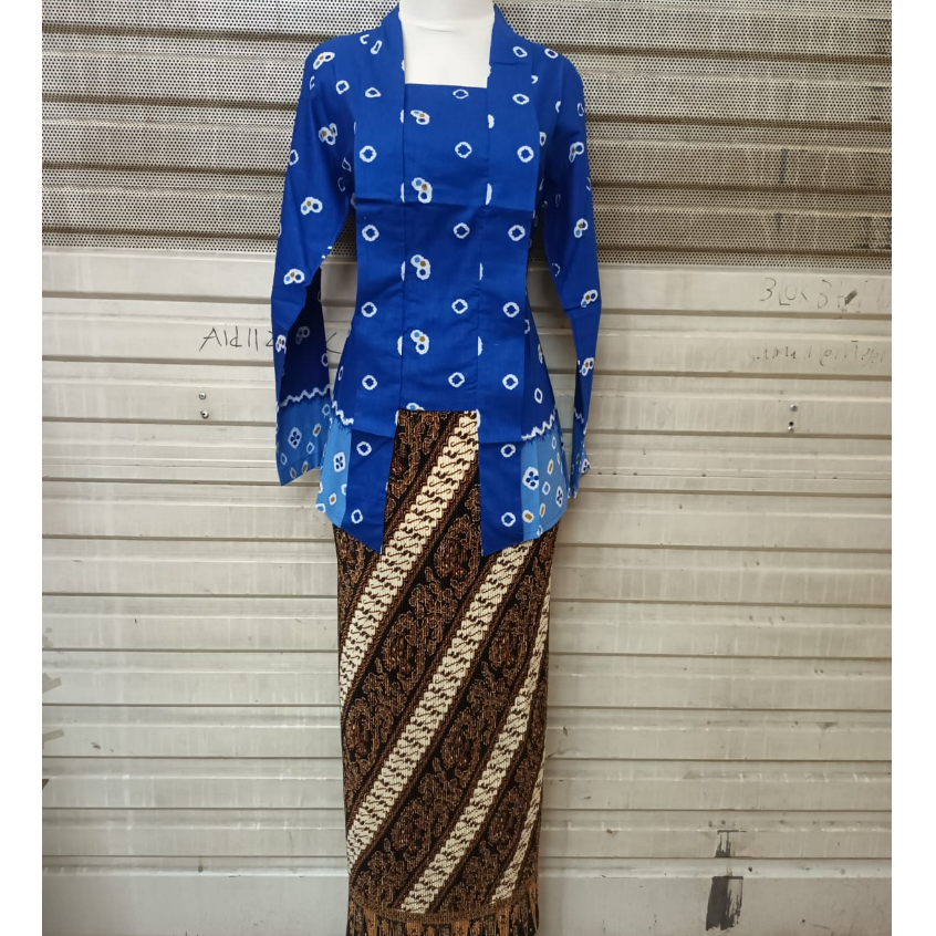 Jual Setelan Kebaya Kutubaru Jumputan Jumbo dan rok plisket terbaru/Set Kebaya Lurik jumputan ...