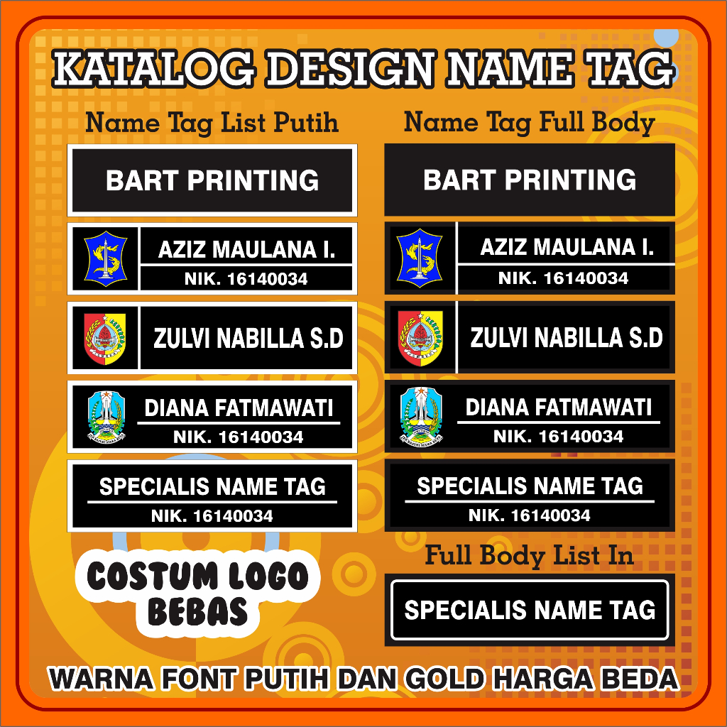 Jual PAKET NAME TAG + KORPRI AKRILIK GOLD NAME TAG GOLD PAPAN NAMA ASN ...