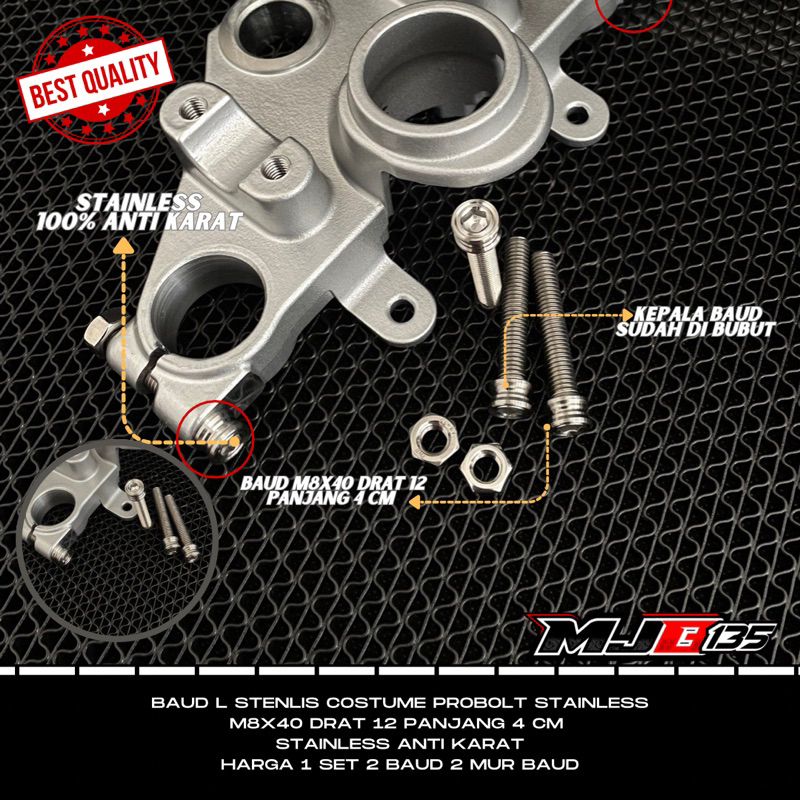 Jual BAUT BAUD L STAINLESS M8X40 DRAT 12 PANJANG 4 CM SEGITIGA ATAS ...