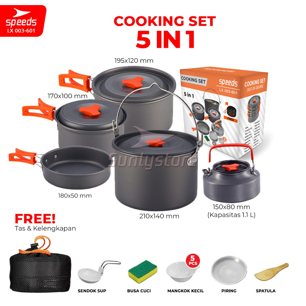 Jual SPEEDS Alat Masak Set Mini Camping Cooking Set 6 Orang Nesting ...