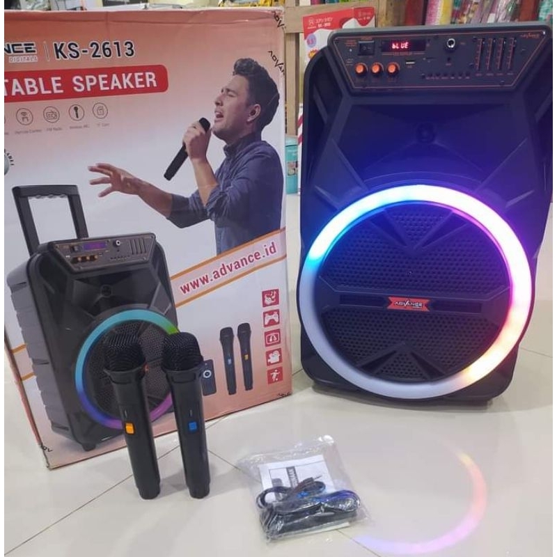 Jual Speaker Portabel Advance KS-2613 12 inci 2 Mic Wireless Karaoke Bluetooth | Shopee Indonesia