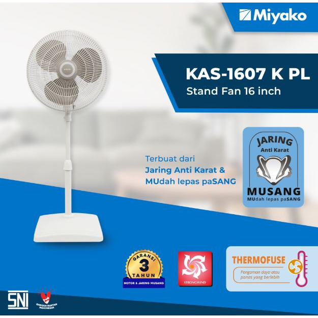 Jual Kipas Angin Miyako KAS-1607 PL Stand Fan ( KAS1607 ) | Shopee Indonesia