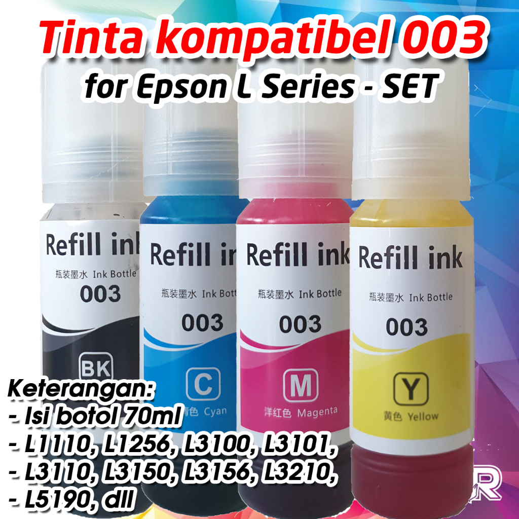 Jual Tinta Refill Ink Isi Ulang Printer EP003 E003 003 L3100 L3101 ...