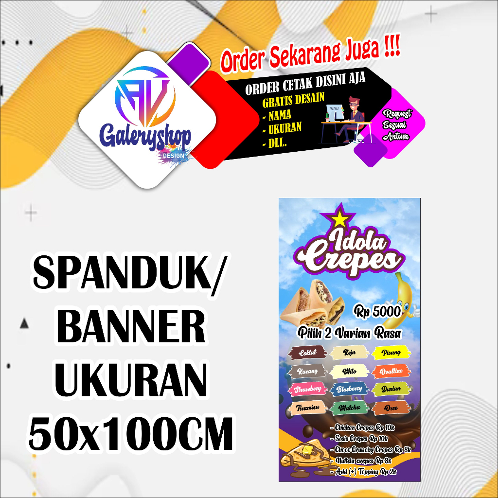 Jual MMT, spanduk, bannern jajanan crepes ukuran 50x100 cm | Shopee ...