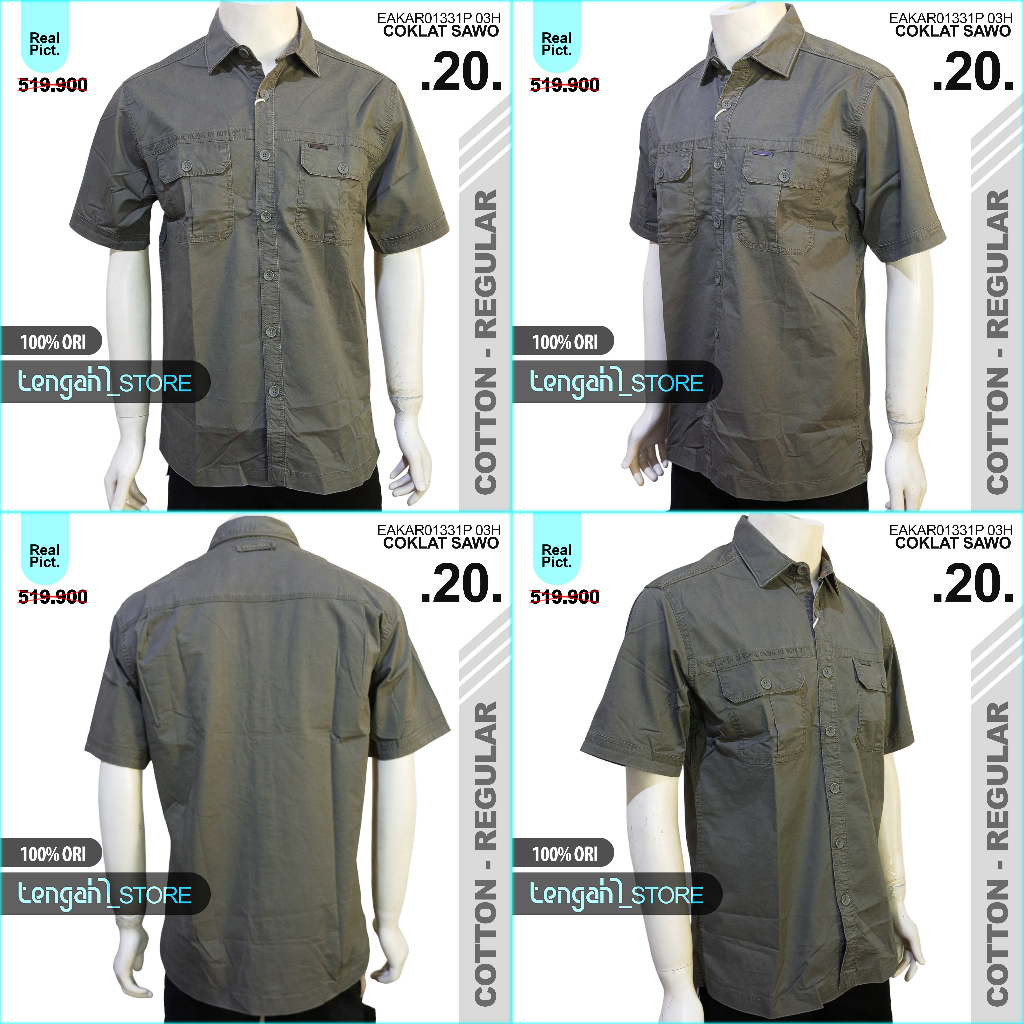 Jual 【COD】Kemeja Pria Lengan Pendek Pola Reguler CARDINAL | Kemeja ...