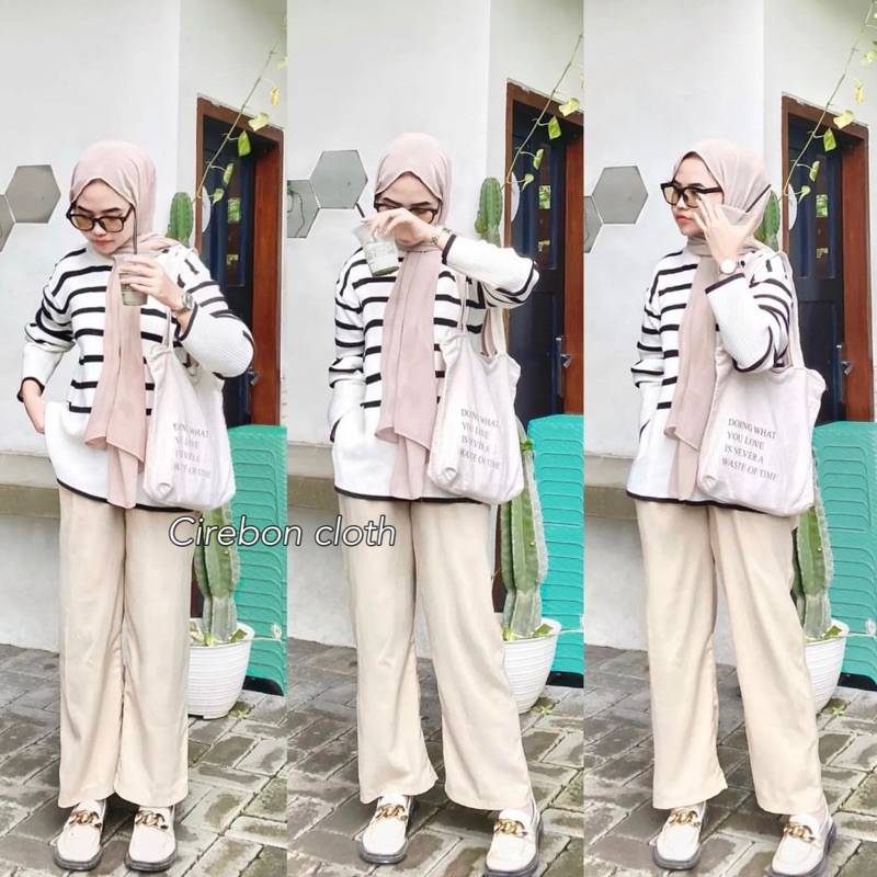Jual (READY) Haru Knit Oversize Sweater | Cirebon Cloth | Sweatris stripe oversize | sweater ...