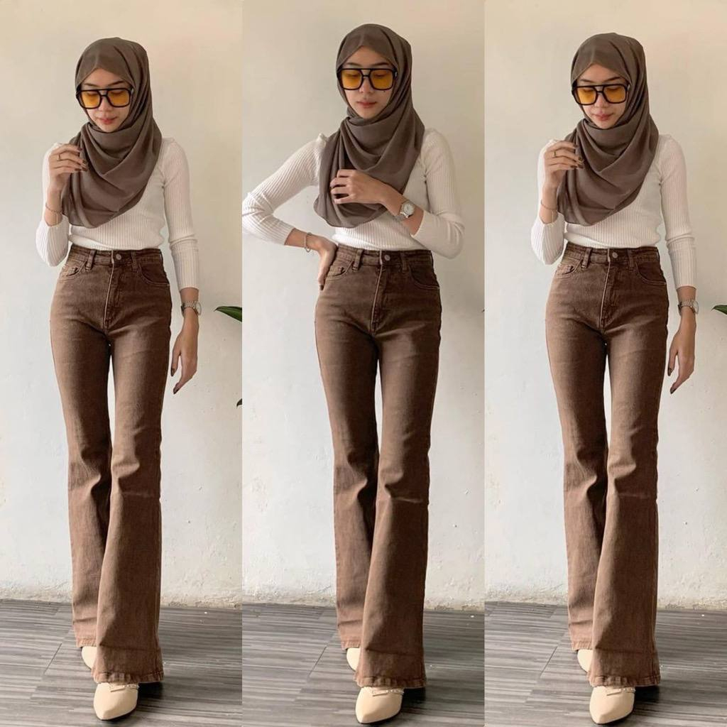 Jual Celana panjang highwaist jeans cutbray / HW jeans cutbre vintage ...