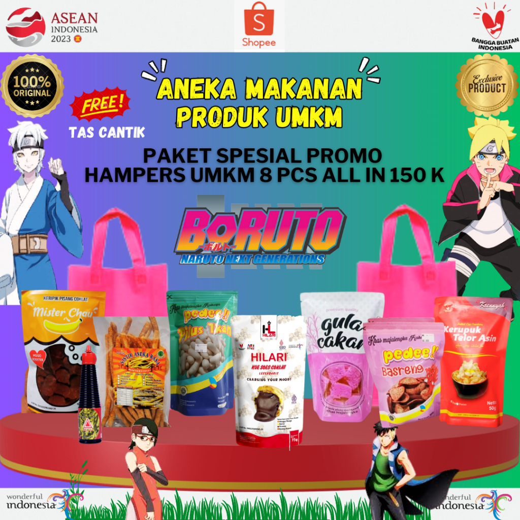 Jual PAKET 4 MAKANAN SPESIAL PROMO HAMPERS UMKM ALL IN 150 K FREE TAS ...
