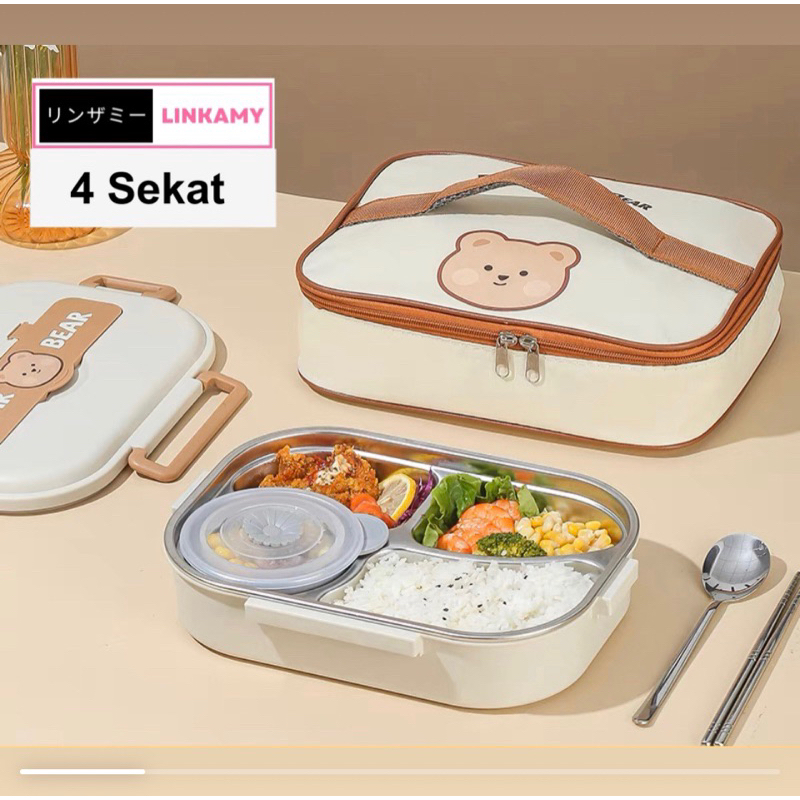 Jual bear lunch box 4 sekat | Shopee Indonesia
