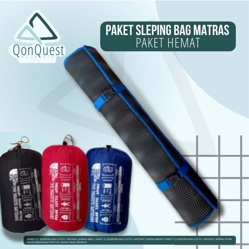 Jual Paket Sleeping bag bantal lotto + matras / paket sleping bag ...