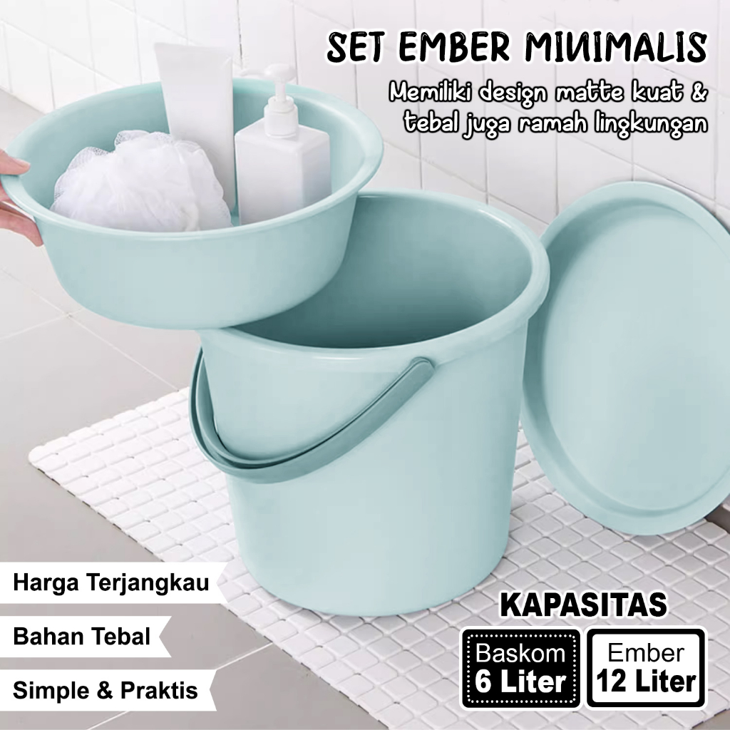 Jual Ember Air Rumah Dengan Penutup / Set Ember Plastik Kapasitas 12 ...