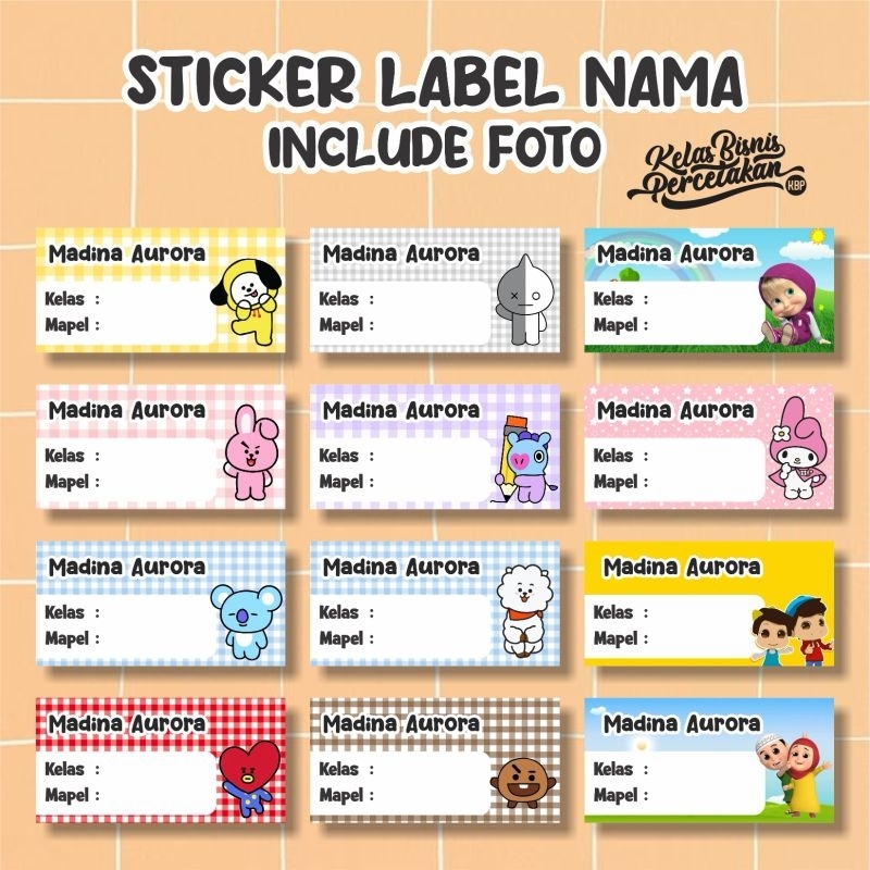Jual Sticker Label Nama Custom Foto Untuk Buku Tulis dan Buku Bacaan ...