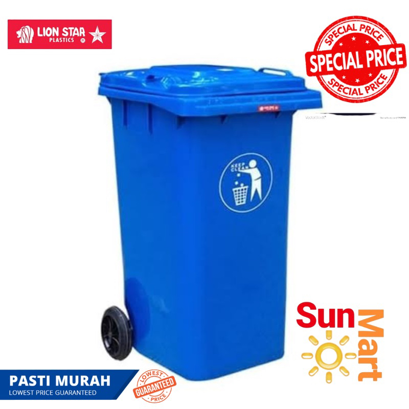 Jual Astana Tempat Sampah Besar Roda 100 liter Tong Sampah Tutup Tebal - Biru Lion Star | Shopee ...